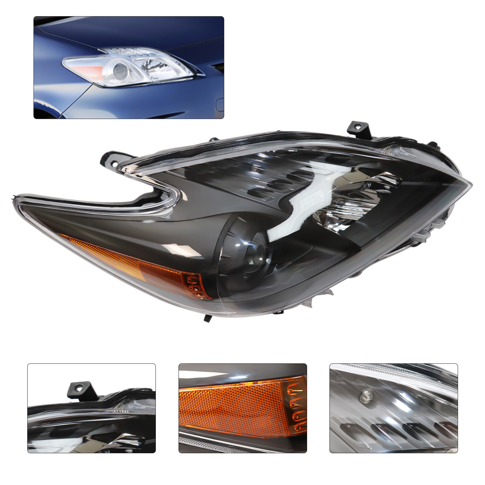Pair Halogen Headlights Assembly For 2010 2011 Toyota Prius Lamp Left ...