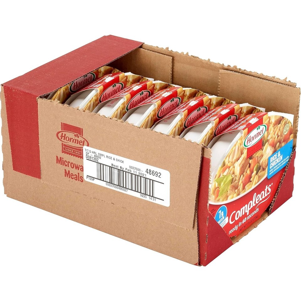 HORMEL COMPLEATS Rice & Chicken Microwave Tray, 7.5 Ounces (Pack of 7 ...