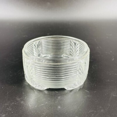 Vintage Ribbed w Plume Pressed Glass Manhattan Deco Powder Bowl | eBay