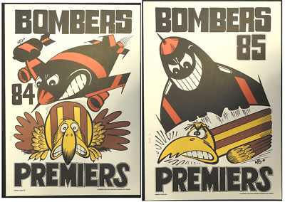 1984 and 1985 Essendon Limited Edition Weg Premiers poster Bombers ...