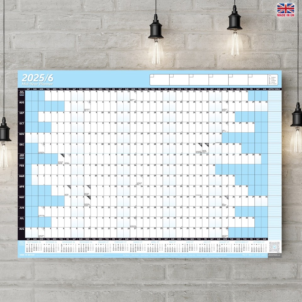 2025/2026 MidYear Calendar A2 A1 A0 Wall Planner Chart School College ...