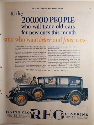1928 Flying Cloud REO Wolverine Motor car company ad | eBay