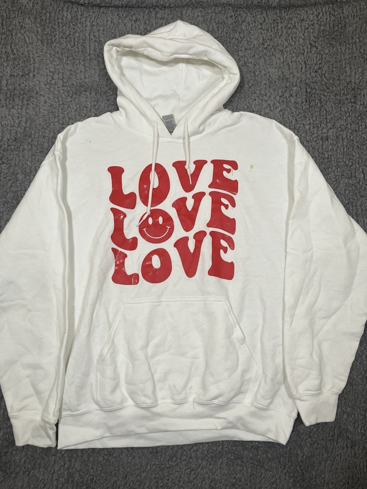 Love, Love, Love Red & White Bubble Letter Float Design Oversized Comfy ...