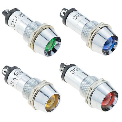 12mm LED Pilot Panel Indicator Light 12V - Red Blue Green Yellow | eBay UK