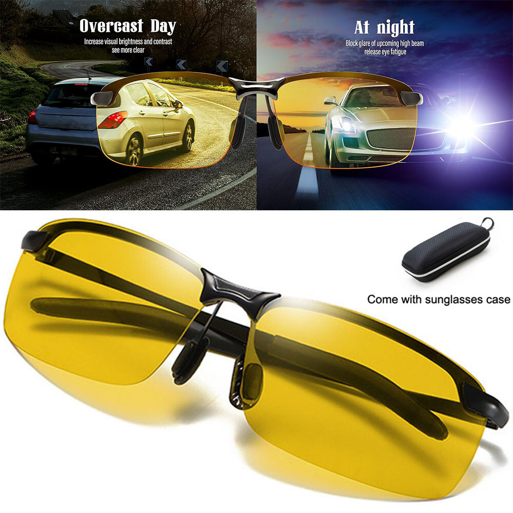 Unisex Night Driving Glasses Polarized Yellow Lens Anti Glare Vision ...