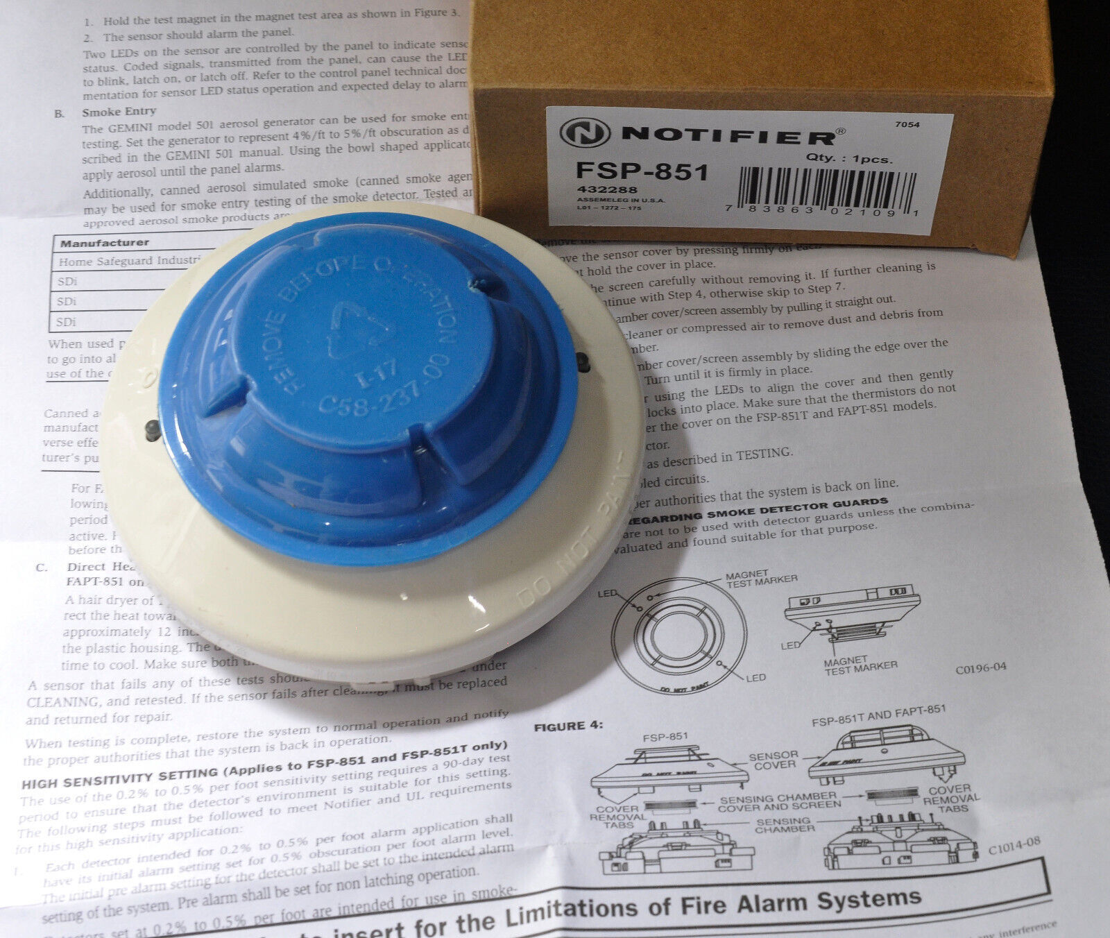 Notifier FSP-851 Photoelectric Smoke Detector Honeywell Head FREE ...