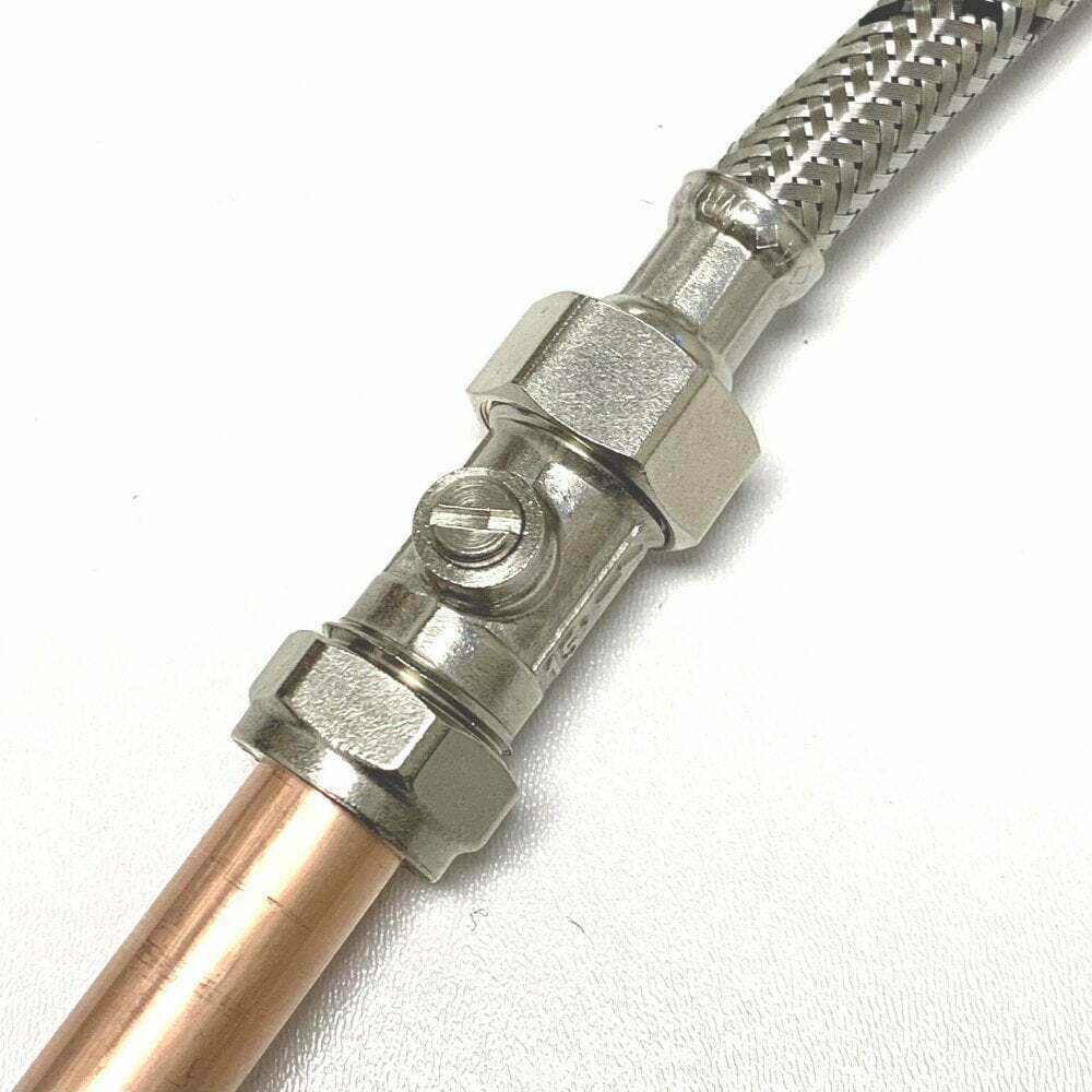 2 X 15MM x 1/2" Flat Faced Male Isolating Valve Chrome For Flexi Tap ...