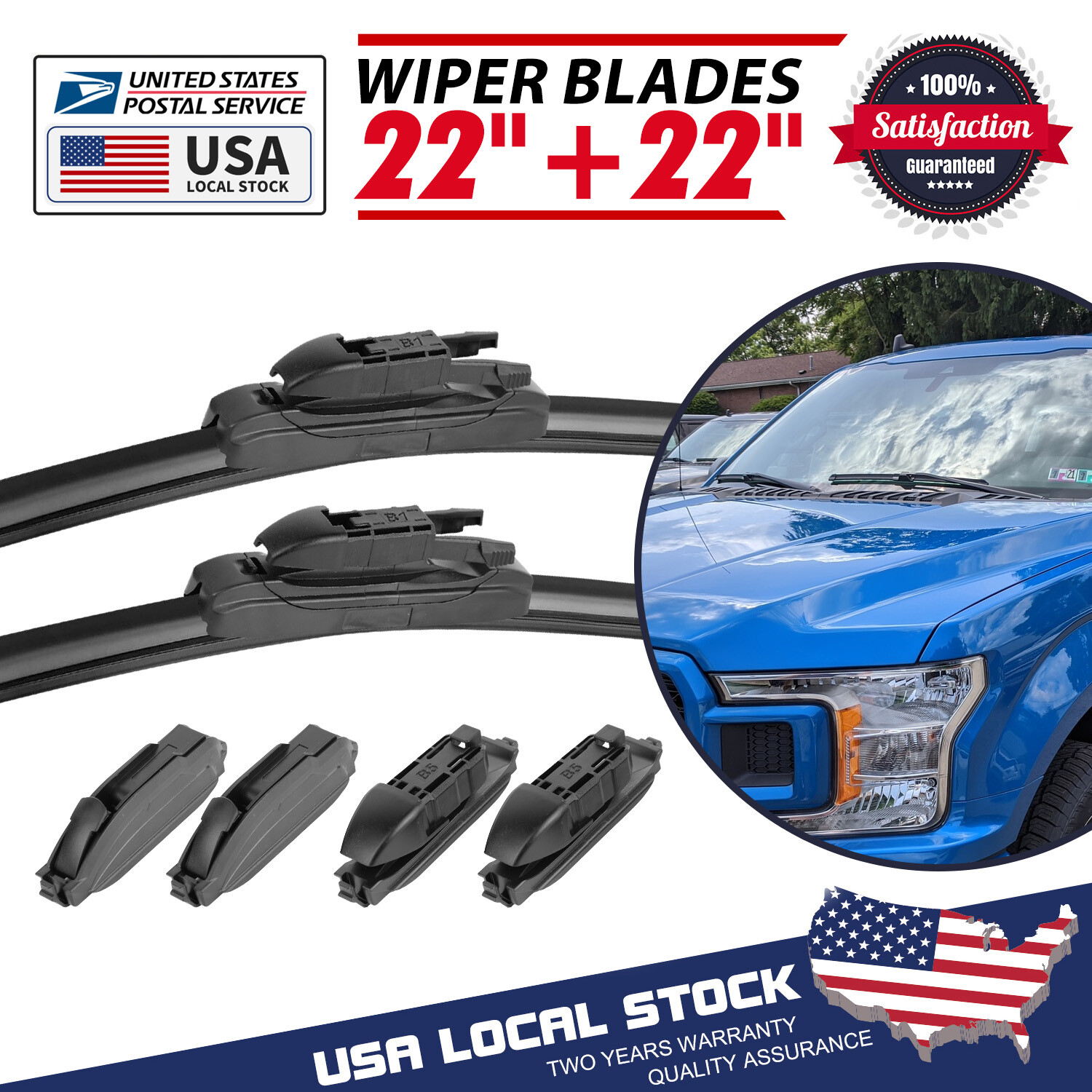 Front Windshield Wiper Blades 22"+22" All Season For Chrysler Pacifica ...