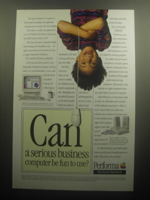 1993 Apple Macintosh Performa Computer Ad - Can a serious computer be ...