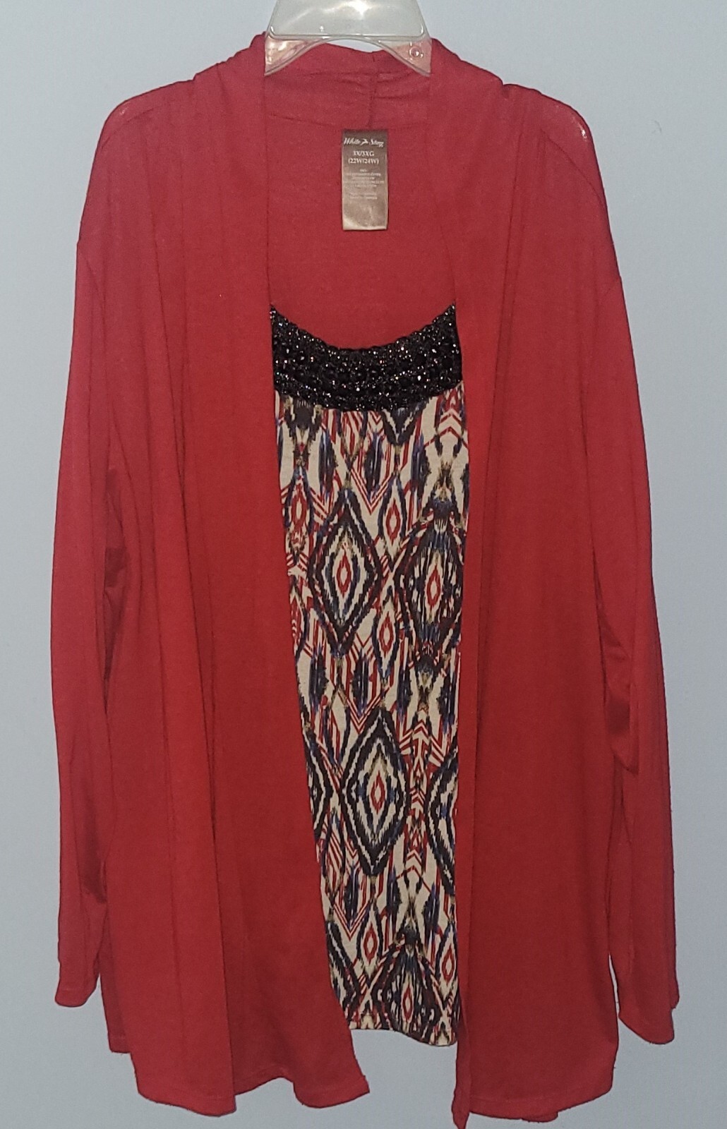 White Stag Red White Blue LS Cardigan 2fer Top Women's Plus Size 3X 22W ...
