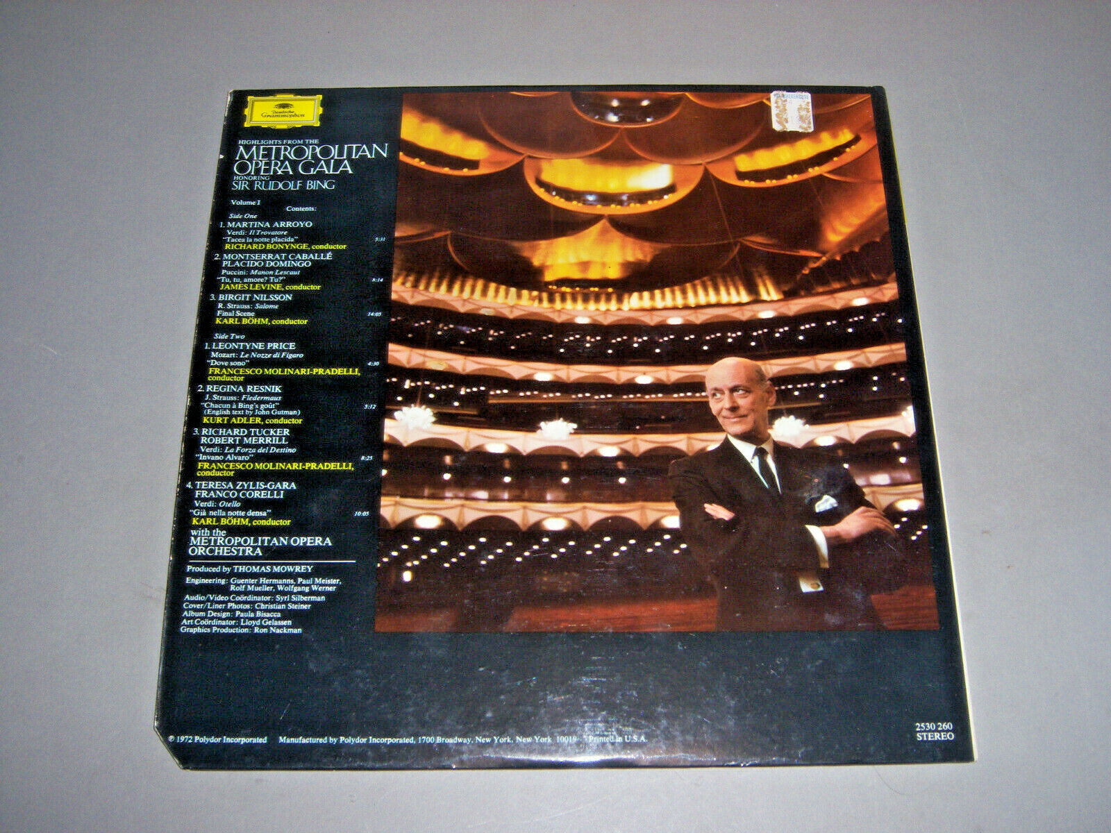 Metropolitan Opera Gala Honoring Sir Rudolf Bing 1972 Deutsche ...