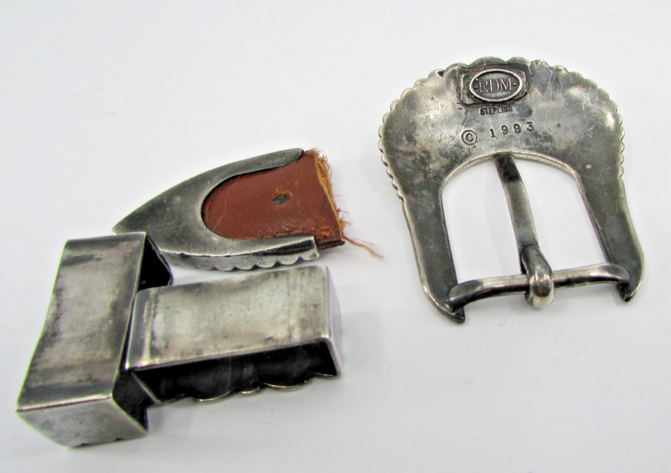 VTG Signed RDM Randall Moore Sterling Silver 4 Pc Ranger Belt Buckle ...