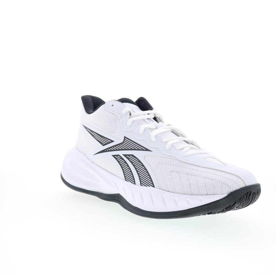 Reebok Press Mens White Canvas Lace Up Athletic Basketball Shoes | eBay
