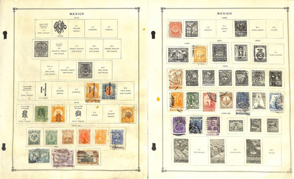Mexico Stamp Collection on 25 Scott International Pages, 1856-1958 (BD ...
