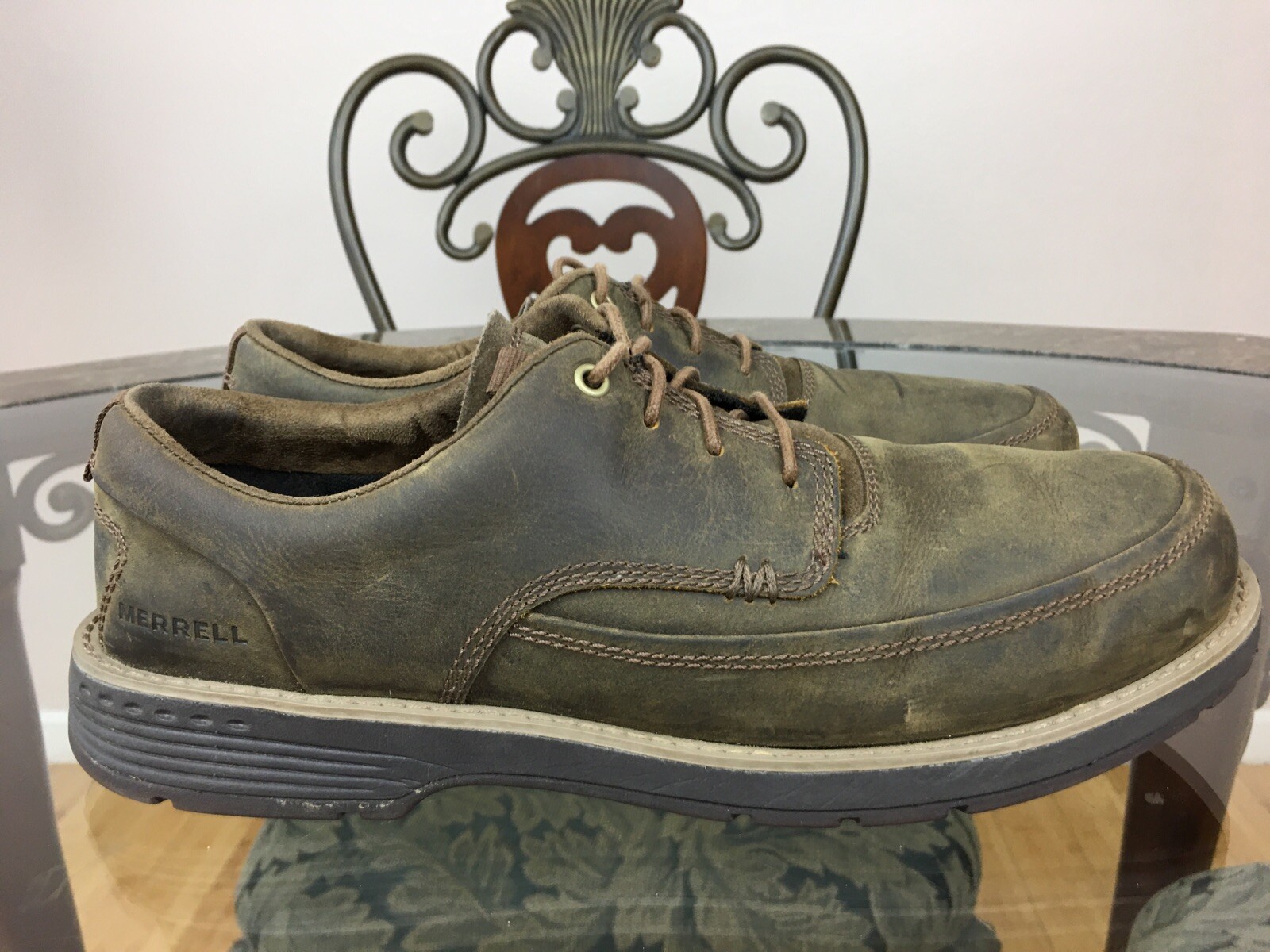 Merrell Select Grip Mens Otter Brown Leather Lace Up Shoes Size US 10 ...