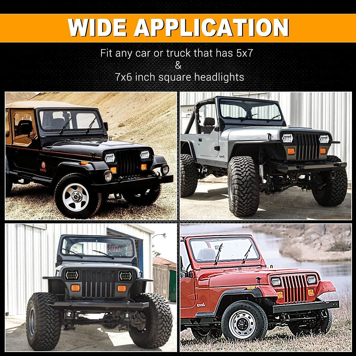 5x7" 7x6" inch LED Headlight Hi/Lo Beam Turn Lamps For Peterbilt 357 ...