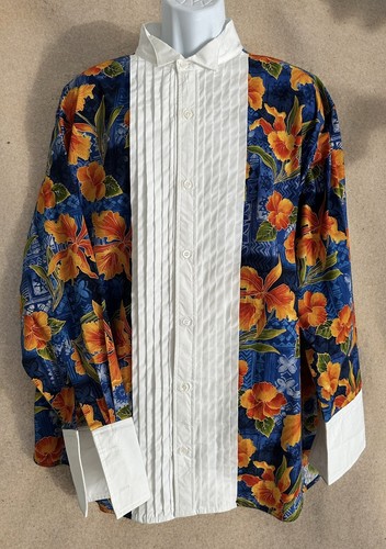 Tropical Tux Mens Shirt Tuxedo Vintage Lim’s French Cuffs 18 34/35 XXXL ...