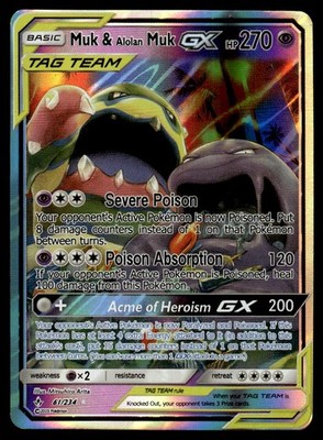 Muk & Alolan Muk GX #61 - Ultra Rare Holo - Pokemon Unbroken Bond - NM ...