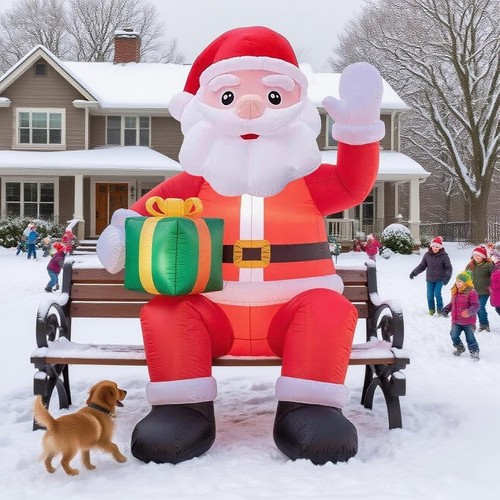 20FT Inflatable Santa Claus W/LED Lights Built-in Fan Blow Up Outdor ...