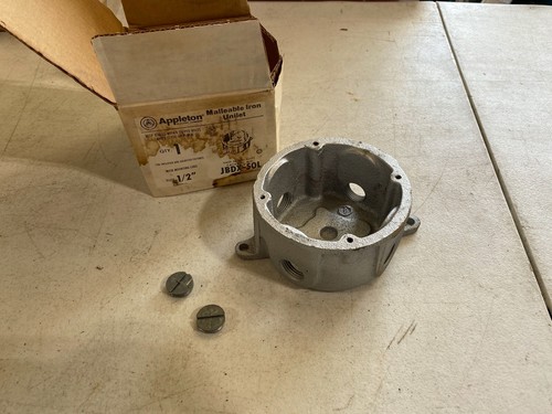 1x Appleton DEEP Box JBDX-50L Iron Unilet Round Conduit Box 4 Holes 1/2 ...