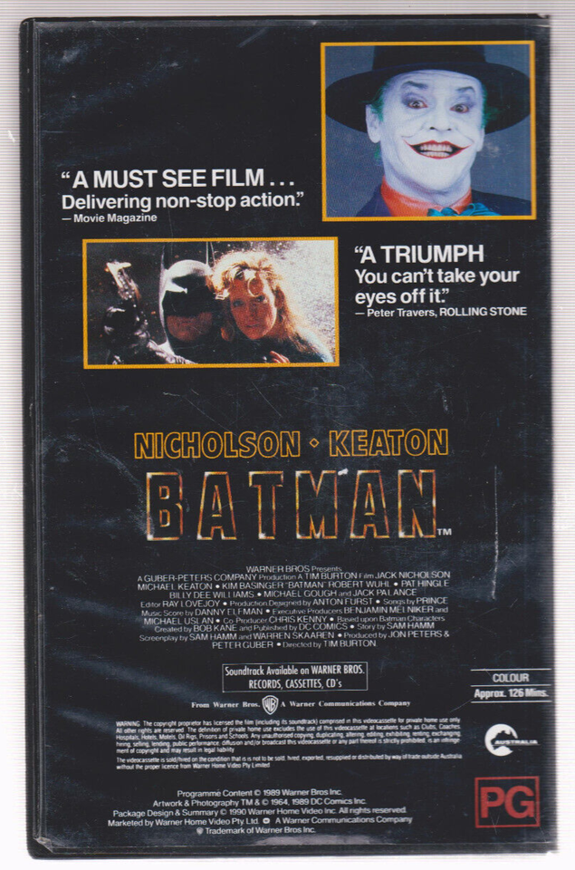 RARE BETA Video Tape BATMAN Big Box Ex-Rental Betamax Warner Home ...
