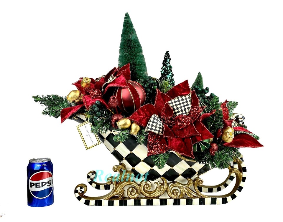 MacKenzie-Childs Christmas Magic Sleigh Centerpiece New 13” W x 18” L x ...