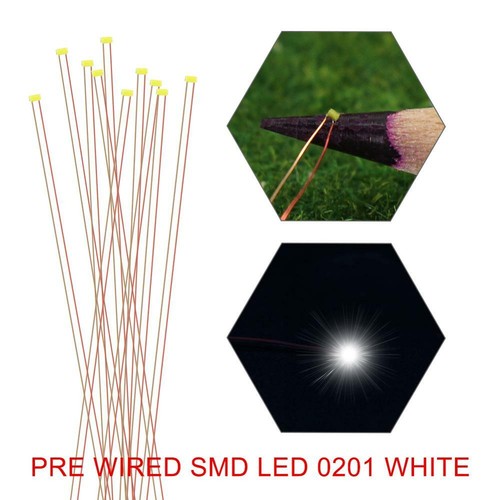 10pcs/20pcs Pre-wired SMD LED 0201 Bright White micro Copper Wire Light ...