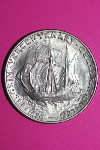 High Grade 1920 Pilgrim Tercentenary Commemorative Silver Half Dollar ...