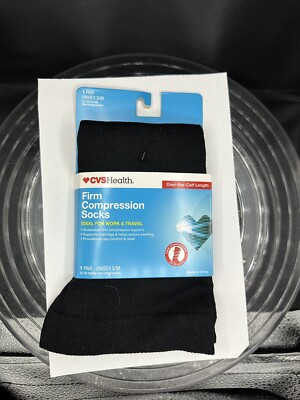 CVS Firm Compression Socks Over-Calf Length in Black Unisex Size S/M ...