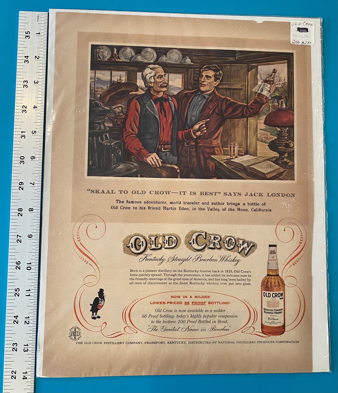 1950s OLD CROW BOURBON Ad Jack London | eBay