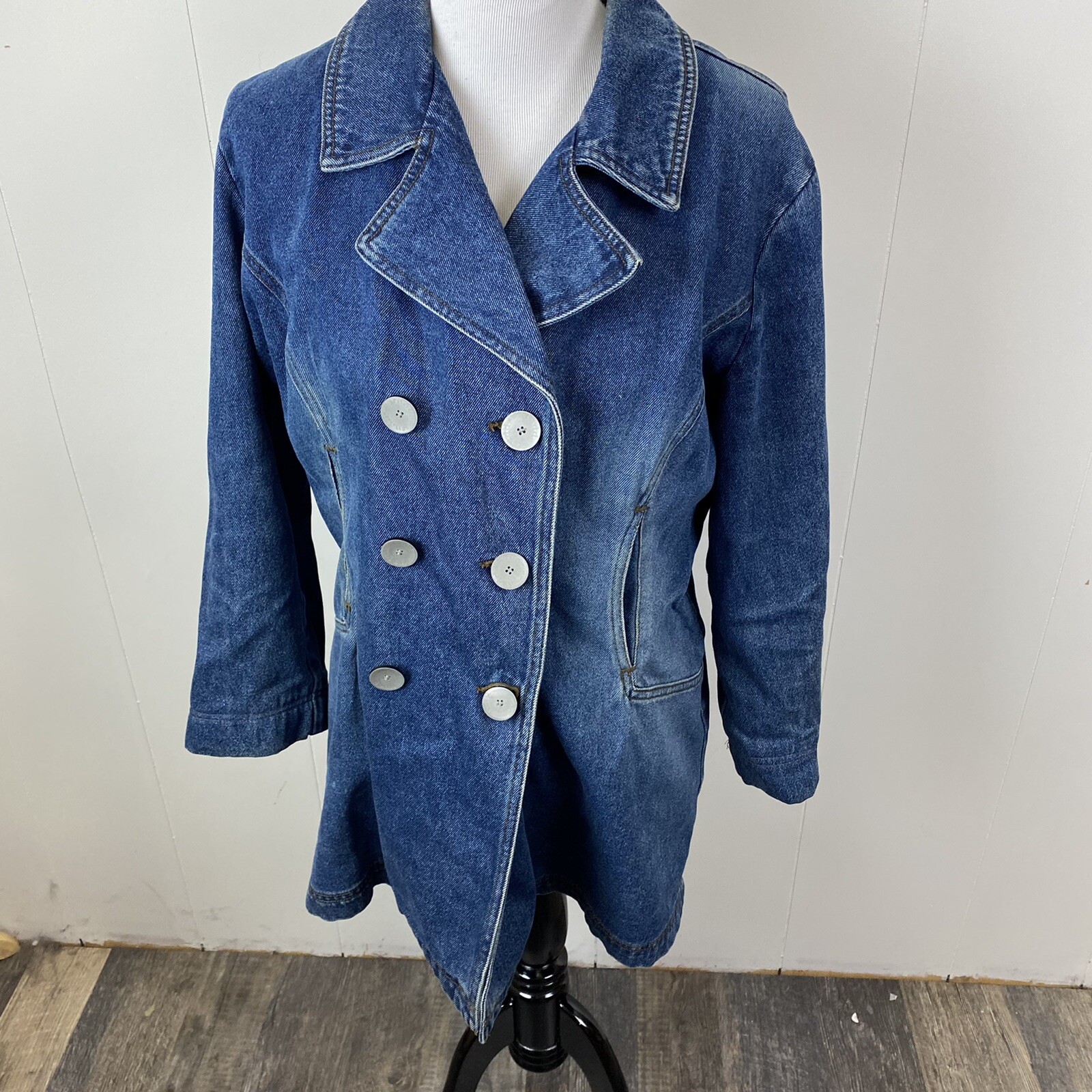 Vintage Long Jean Jacket with pockets Size XL - Gem