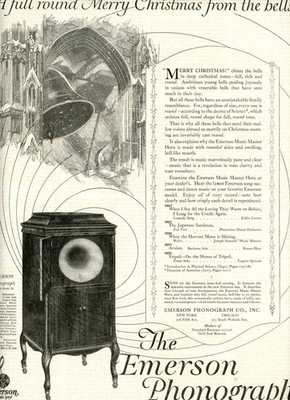 1920 Original Emerson Phonograph Ad. Standard Model 20 Displayed ...