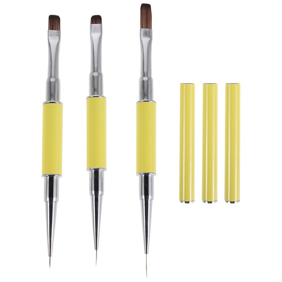 3 Pcs Manicure Tools Nail Art Brushes Dual Ended For Precise Nail ...