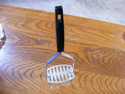 Androck chrome plate potato masher black handle USA kitchen gadget ...