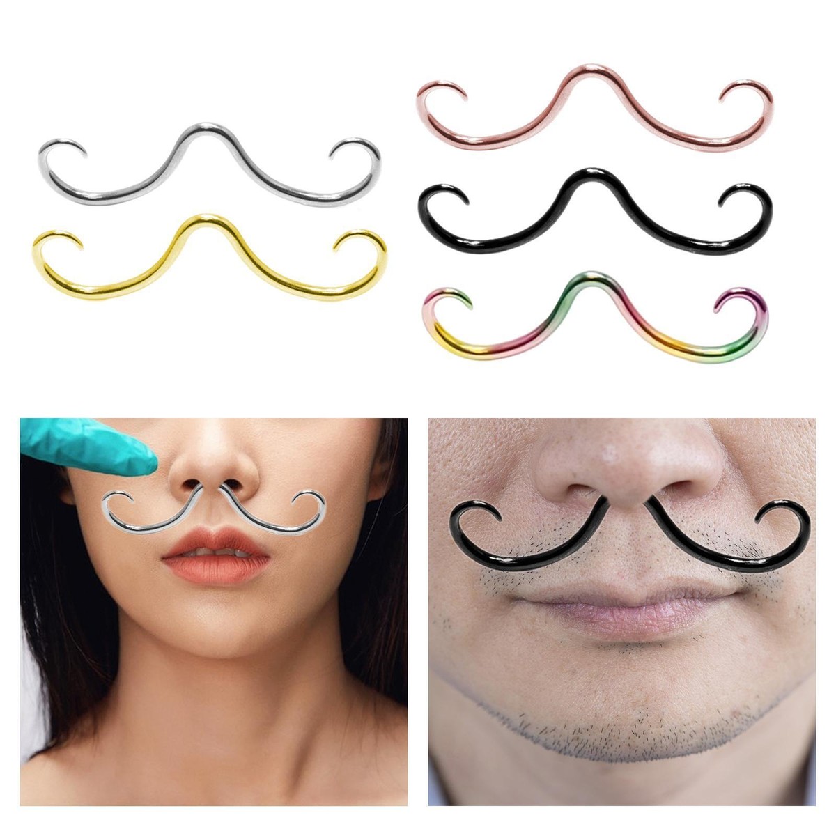 Septum Piercing Mustache Mustache Septum Piercing Etsy UK
