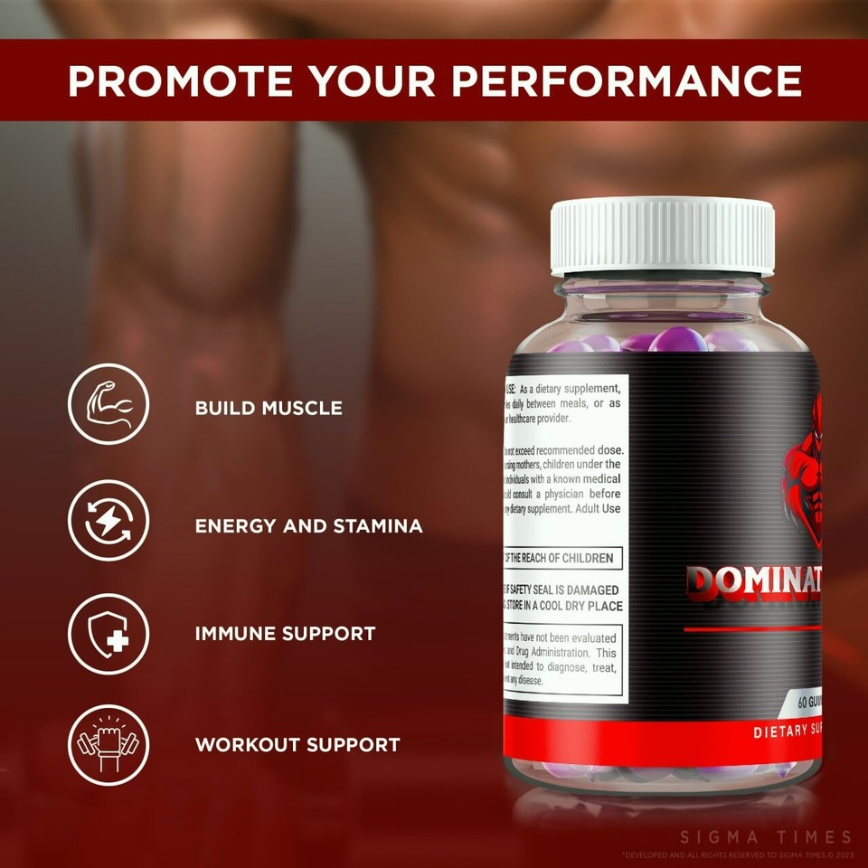 Dominator Max Advanced Male Gummies, Enhancement & Stamina for Men 60ct ...