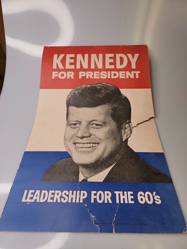 John F Kennedy For President ORIGINAL Campaign Poster 1960s CARDBOARD ...