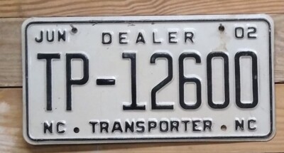 North Carolina Dealer Transporter Expired License Plate ~ TP-12600 ...