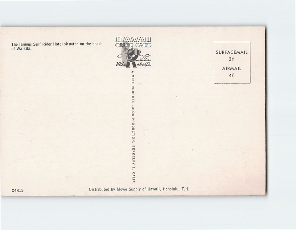 Postcard Surf Rider Hotel Beach Of Waikiki Hawaii | eBay
