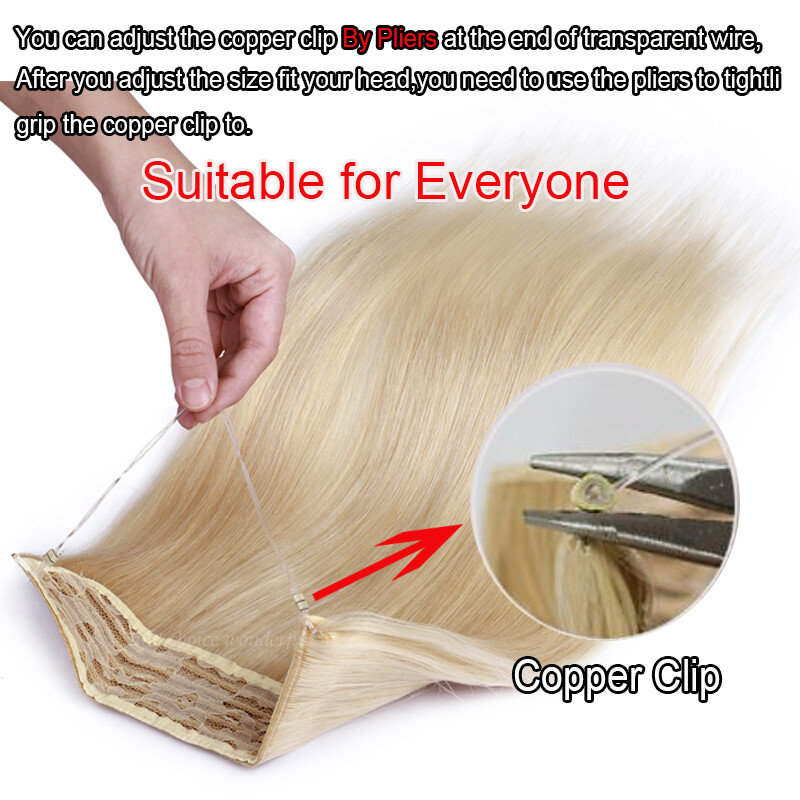 Balayage Line Weft Wire In Human Remy Hair Extensions Headband WAVY One ...