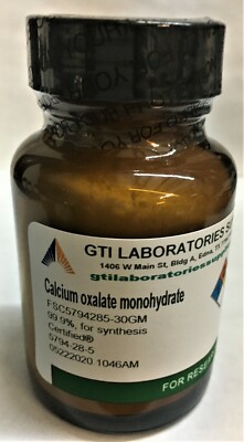 Calcium oxalate monohydrate, 99.9%, for synthesis, Certified® 30g | eBay