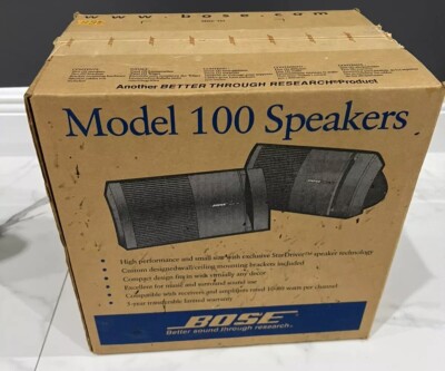 Bose Model 100 Speakers Black Vintage NOS In Box Sealed New Free Ship ...