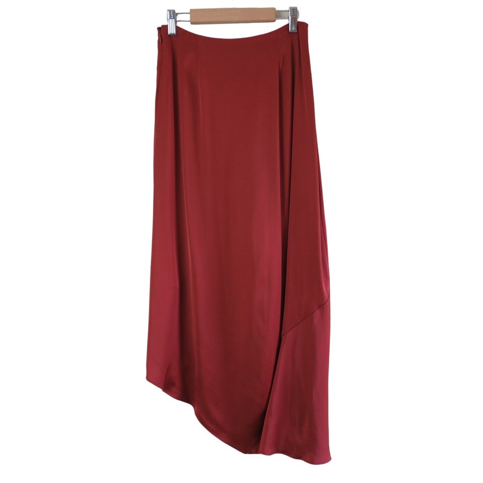 & OTHER STORIES Women's Rust Red Satin Slinky Asymmetrical Midi Skirt ...