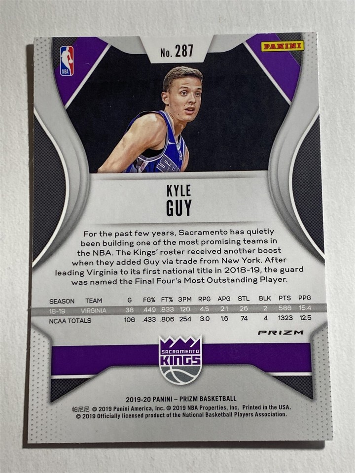KYLE GUY kings 2019-20 Prizm #287 SILVER Prizm RC (BK2) | eBay
