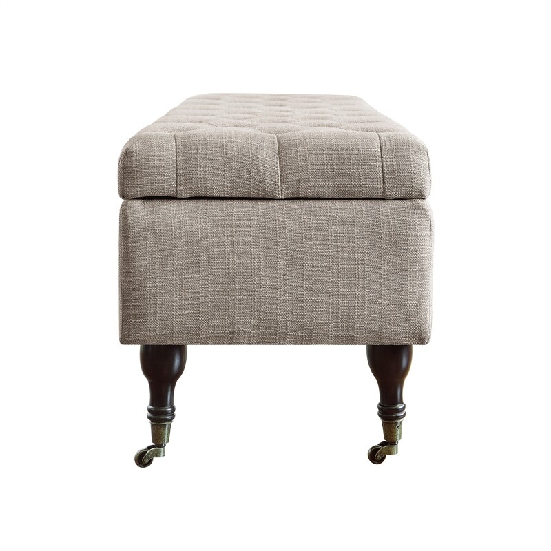 Elle Decor Collette Tufted Storage Bench in French Linen | eBay