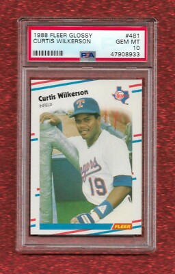 1988 FLEER GLOSSY #481 CURTIS WILKERSON PSA 10 GEM MINT POP 1 RANGERS ...