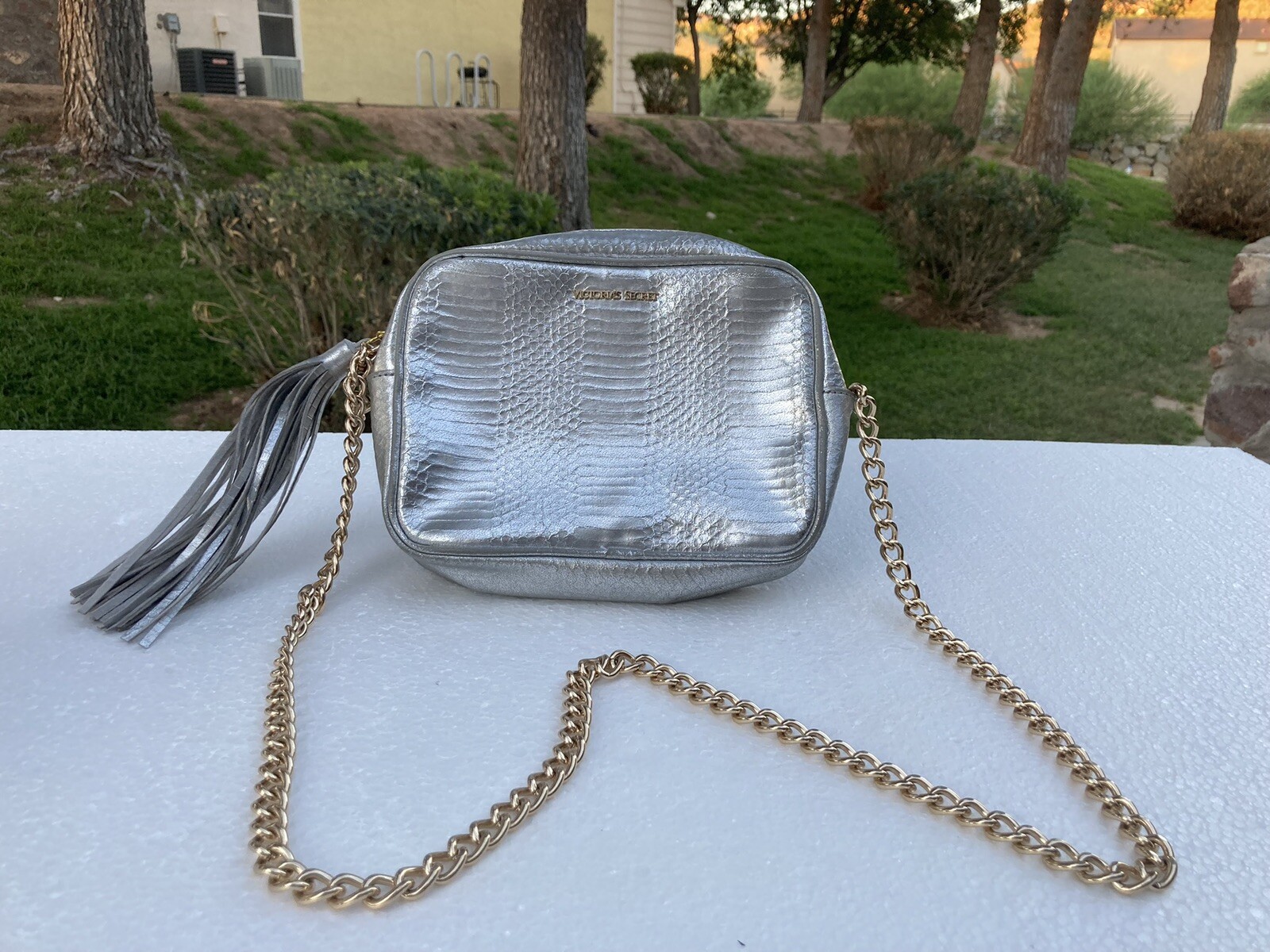 Victoria's Secret Metallic Silver Snake Embossed Chai… - Gem