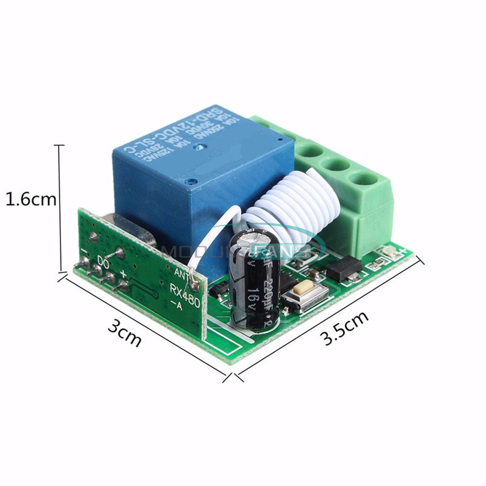 DC12V 10A 1-Channel Wireless Relay RF Remote Control Switch Receiver ...
