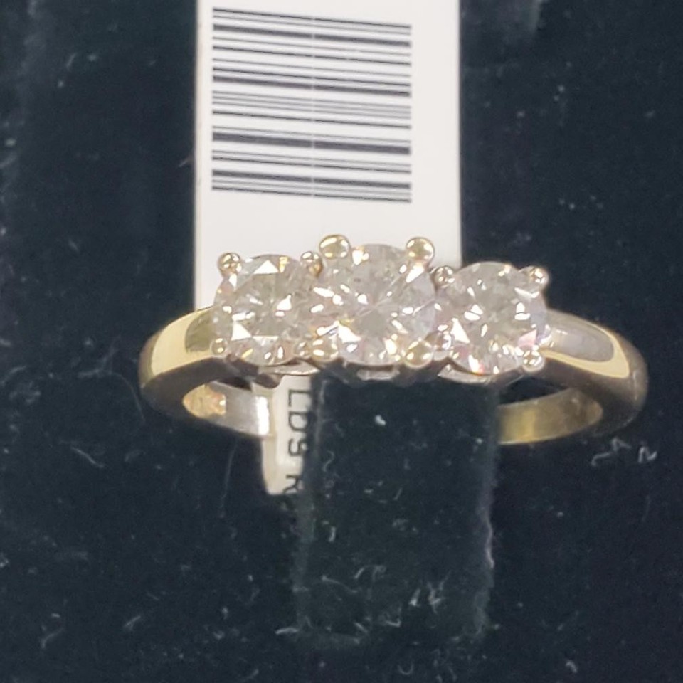 Lady's Gold-Diamond Anniversary Ring 3 Diamonds 1.10 Carat T.W. 14K ...