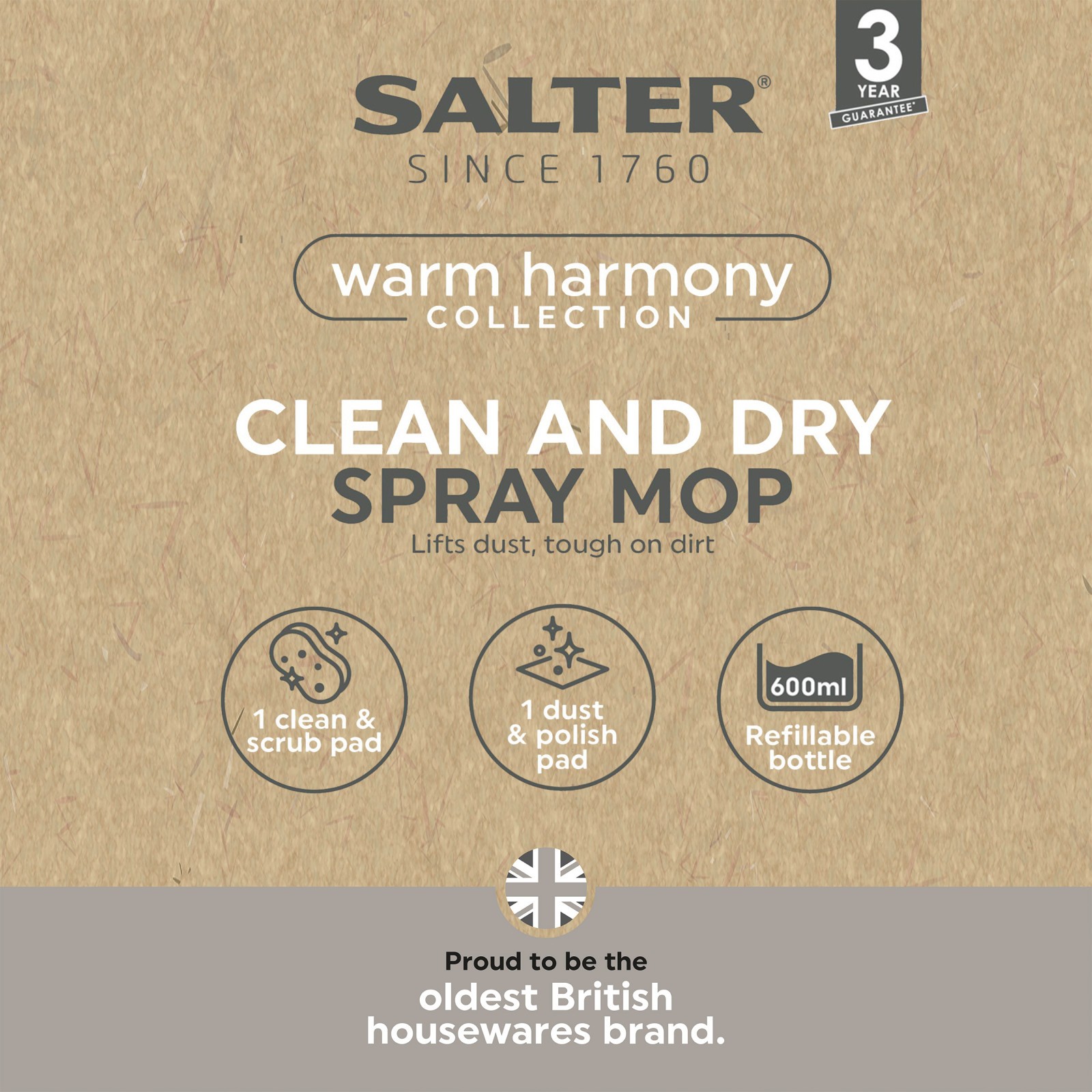 Salter Spray Mop Floor Cleaner Warm Harmony With 2 Interchangeable Mop ...